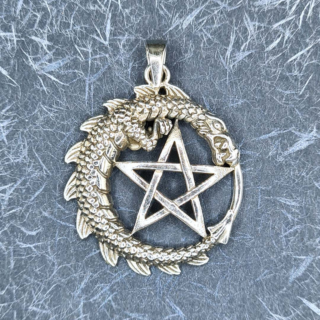 Sterling Silver Dragon Pentagram Pendant – Elkai Incantations