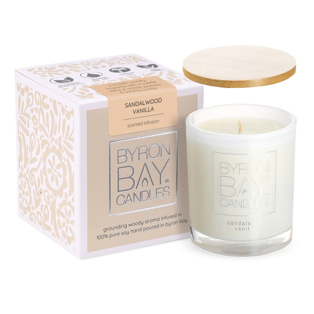 Byron Bay Candles - 30 Hour Scented Pure Soy - Sandalwood Vanilla ...