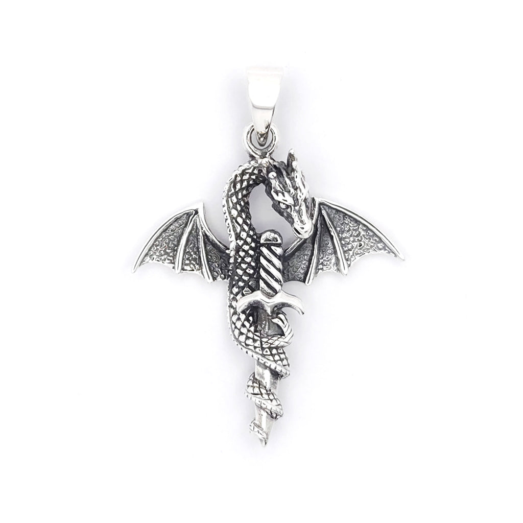 Sterling Silver Dragon Sword Pendant – Elkai Incantations