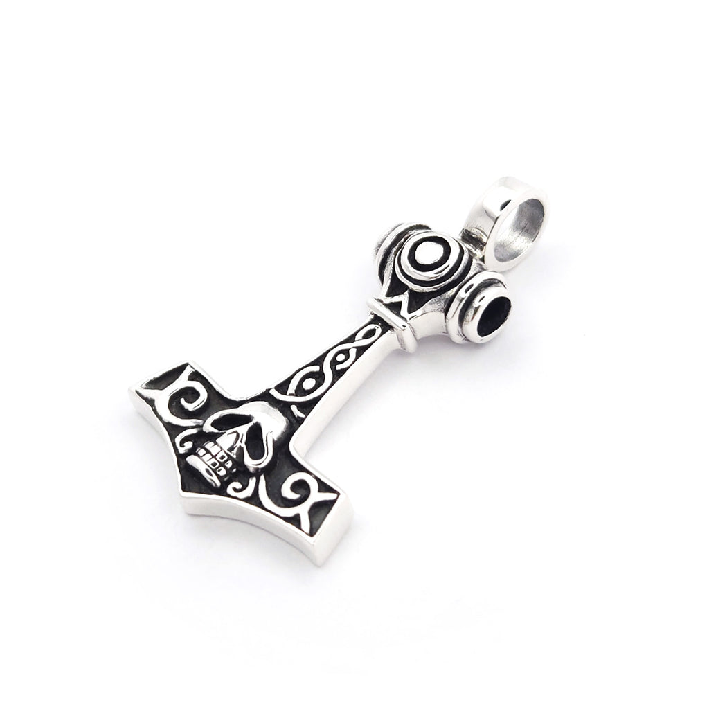 Sterling Silver Thor's Hammer (Mjölnir) Skull Pendant – Elkai Incantations