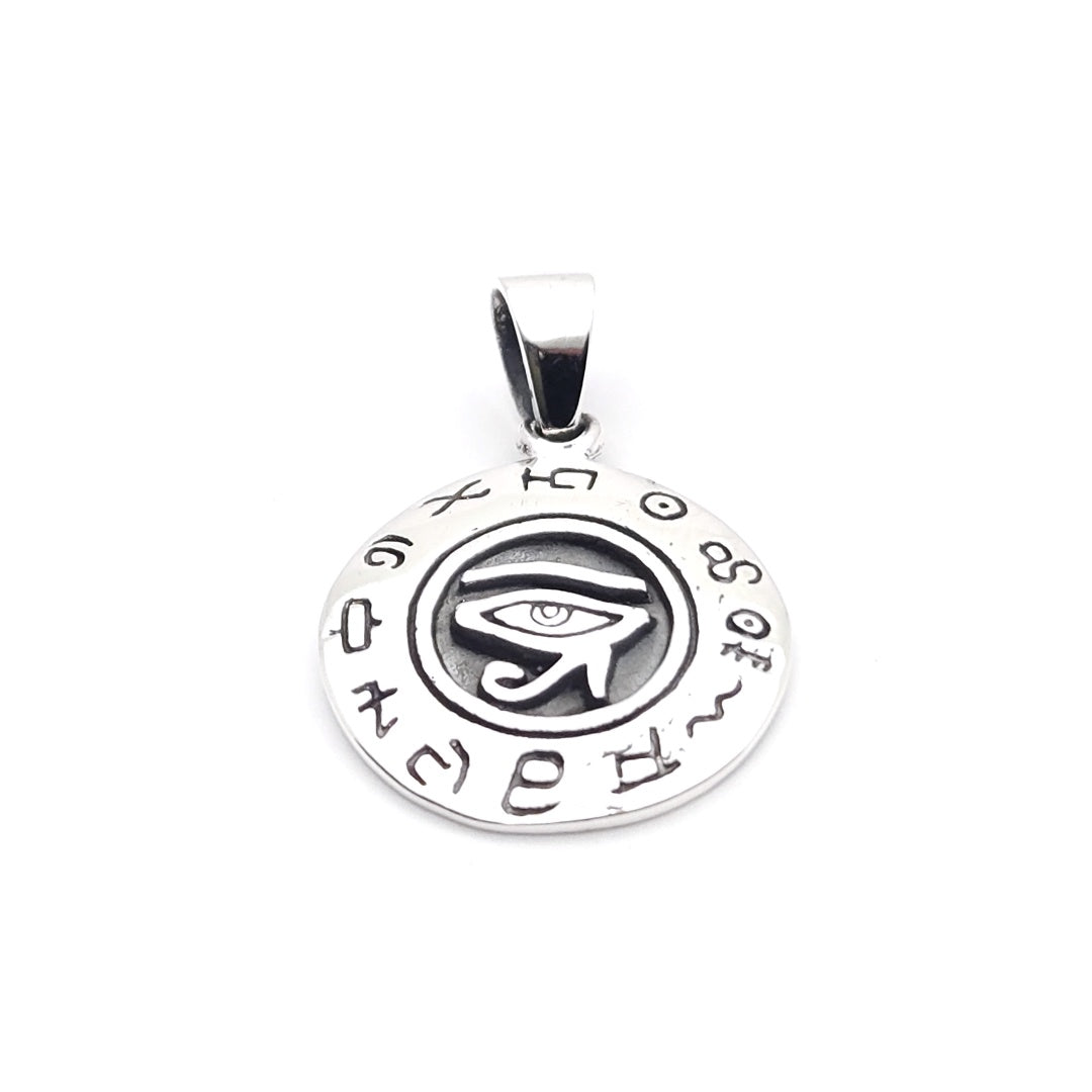 Sterling Silver Egyptian Eye Of Ra With Symbols Pendant – Elkai ...